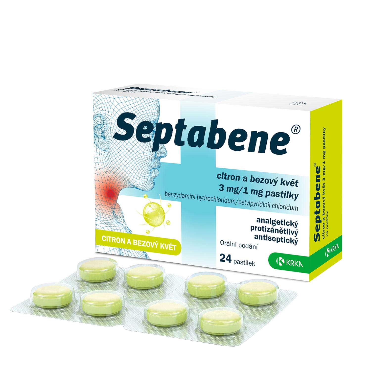Septabene citron a bezový květ 3mg/1mg pas.24 | EUC Lékárna