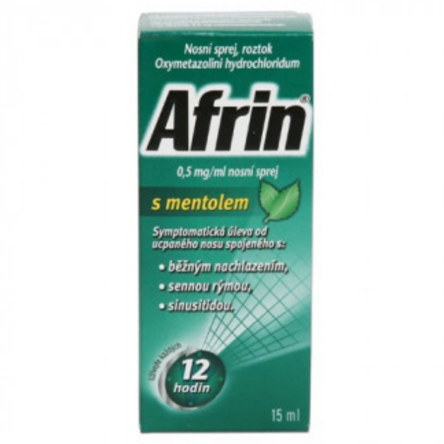 Afrin 0.5mg/ml s mentolem nas.spr.sol.1x15ml/7.5mg | EUC Lékárna