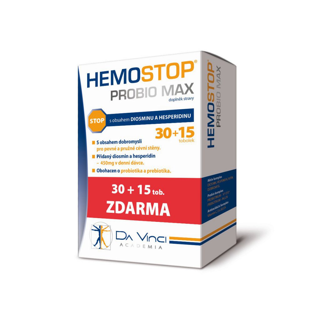 Hemostop Probio MAX Da Vinci Academia tob. 30+15 | EUC Lékárna