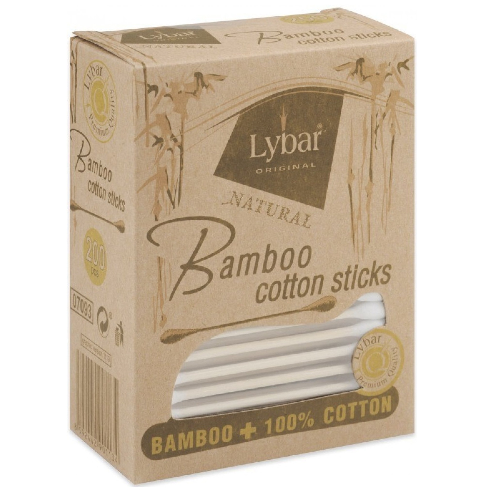 Lybar Vatové tyčinky Natural krabička 200ks | EUC Lékárna